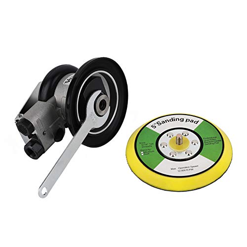 Valianto 5" Air Random Orbital Sander, Dual Action Pneumatic Orbit Orbit Polisher Pro Grinding Sanding Tools Silver