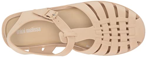 mini melissa Girls Flat Sandals, Beige, 6 Toddler