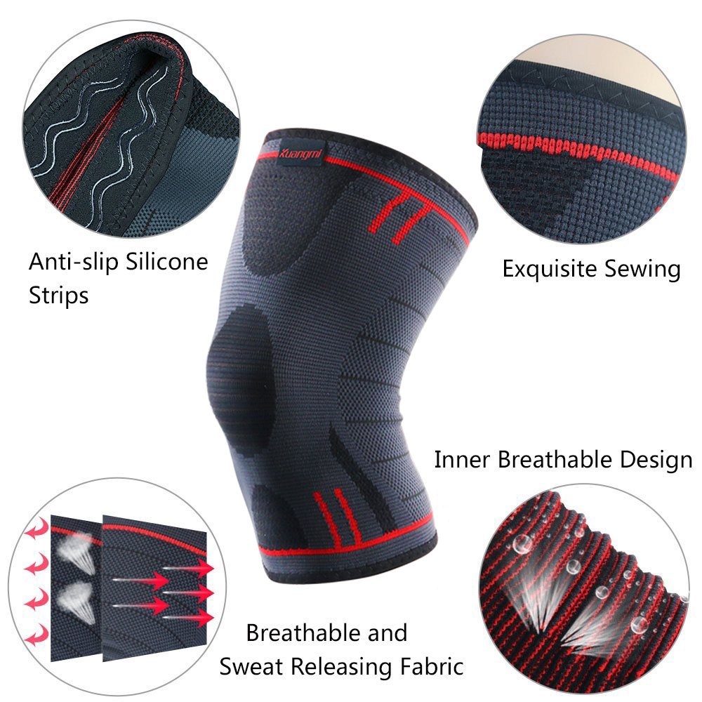 Kuangmi Knee Braces Support for Joint Pain Relief, Arthritis, Meniscus Tear and Sports (Basic Blue, XL)
