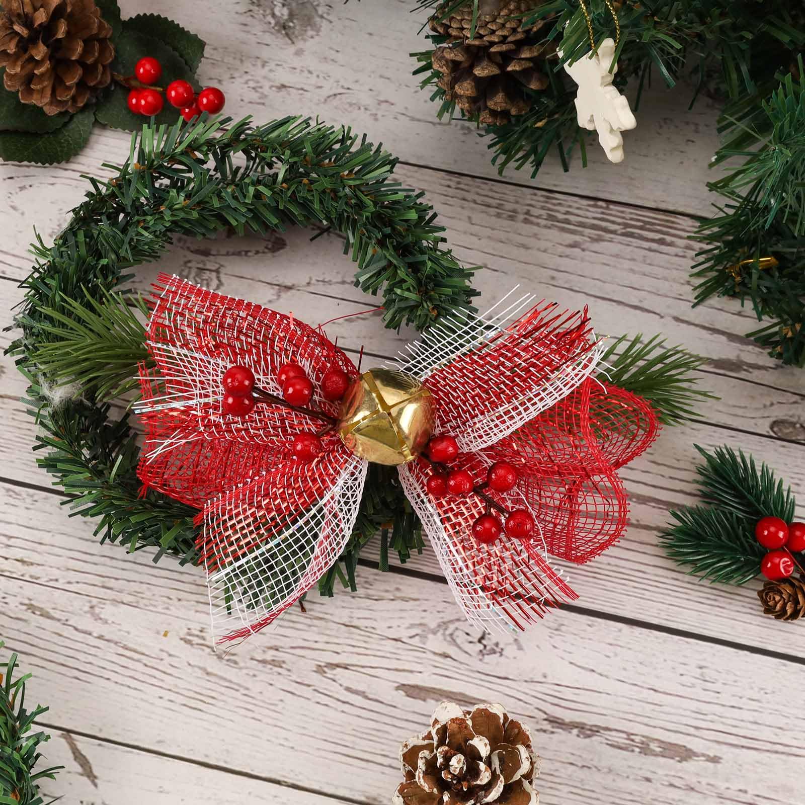 LaRibbons Deco Mesh Ribbon,6 inch x 30 feet Each Roll,Metallic Foil Red and White Rolls for Wreaths, Swags and Christmas Tree Decoration,4 Roll