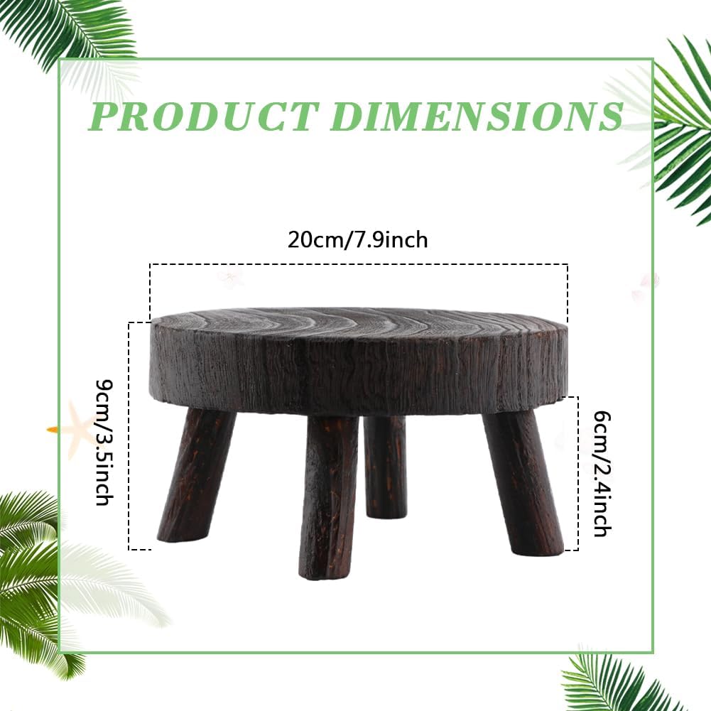 Wooden Step Stools,Small Portable Wood Stepping Stools with Smooth Cutting Edge for Kids Adults,Non-SlipRound Step Stool for Bedroom Living Room Blcony Bathroom Kitchen (L,Color:Dark Brown)