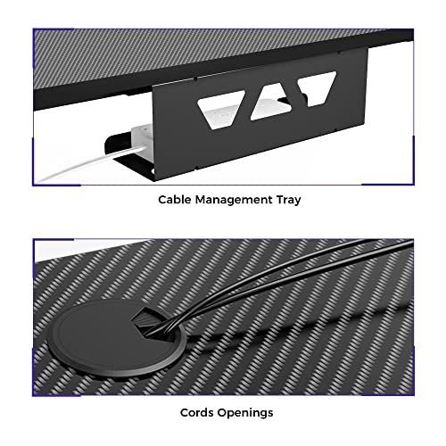 It's_Organized Gaming Desk 55 inch PC Computer Desk, K-Frame Home Office Desk Professional Gamer Workstation with Cup Holder Headphone Hook Gaming Handle Rack Free Mousepad, Black