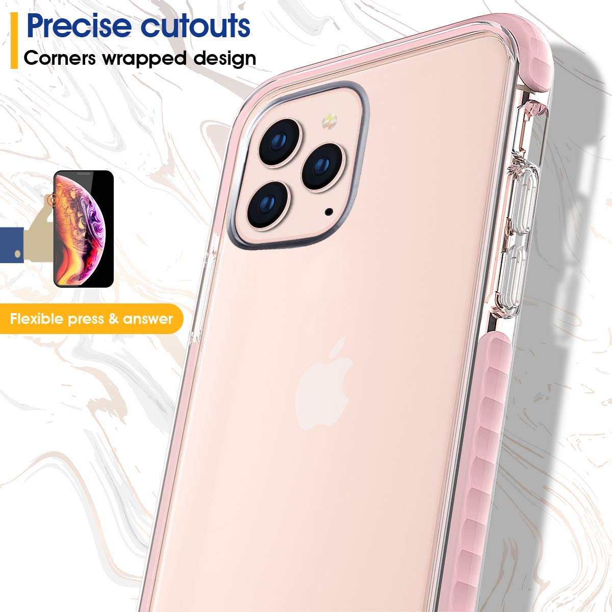 MATEPROX Compatible with iPhone 11 Pro Case Clear Thin Slim Crystal Transparent Cover Shockproof Bumper Case for iPhone 11 Pro 5.8(Pink