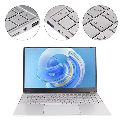 YEmirth 15.6in Laptop LPDDR4 16GB M.2 512G FHD Screen Silver Laptop Computer with Backlit Keyboard 100‑240V[B1]