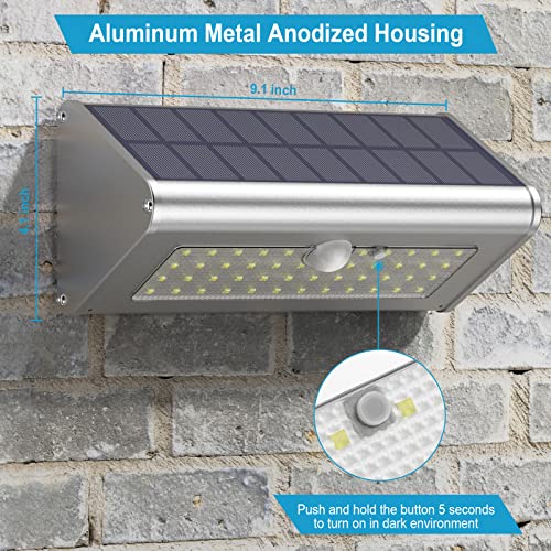 Super Bright Solar Outdoor Lights IP65 Water Proof, 1100 Lumens Wireless 4500mAh LED Motion Sensor Lights, Aluminum Metal Housing Security Lights with 4 Modes Flood Wall Lights, 1 Pack (Daylight)