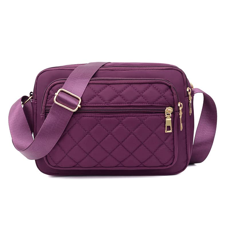 Sluxa Purple shoulder bag for women, Large women crossbody bag,Multi pockets purse pack for women.