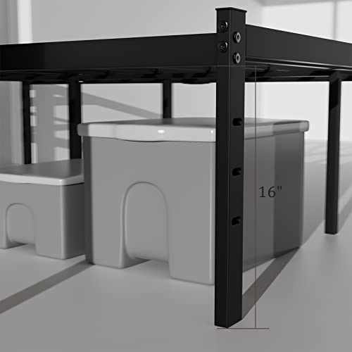 Twin XL Size Bed Frame/ 18 Inch High Heavy Duty Steel Slat Platform Bed Base/Mattress Foundation/Anti-Slip/Noise Free/Easy Assembly/No Box Spring Needed/Black