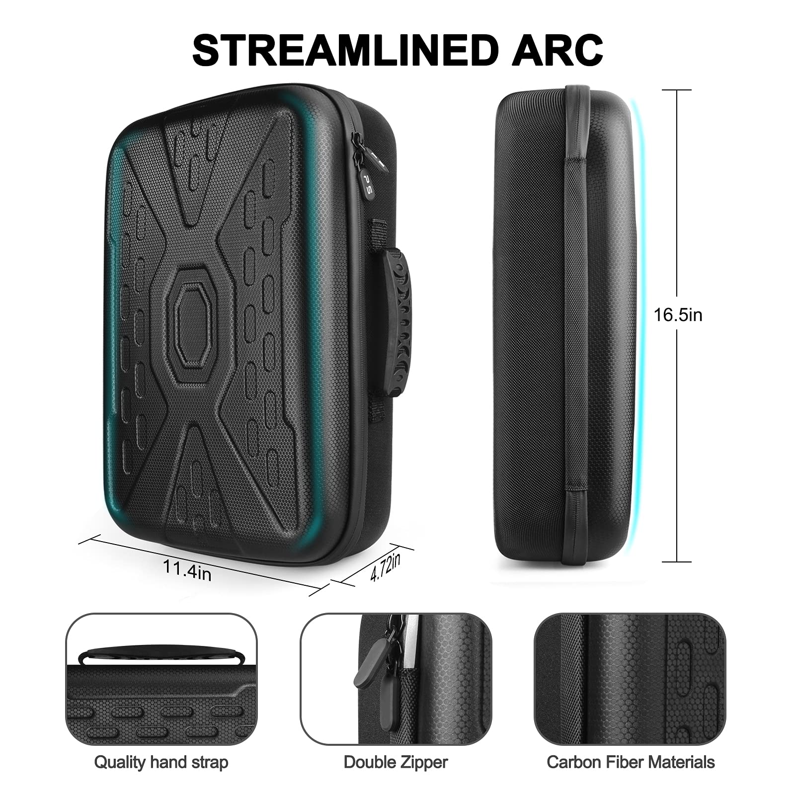 MASiKEN 4-IN-1 PS5 Accessories, Controller Skin, Console Dust Cover, Headset Carrying Case, Travel Case Fit Official 2 Controllers, Headset Pulse 3D, Remote, Bundle Waterproof, Anti Shock (Black)