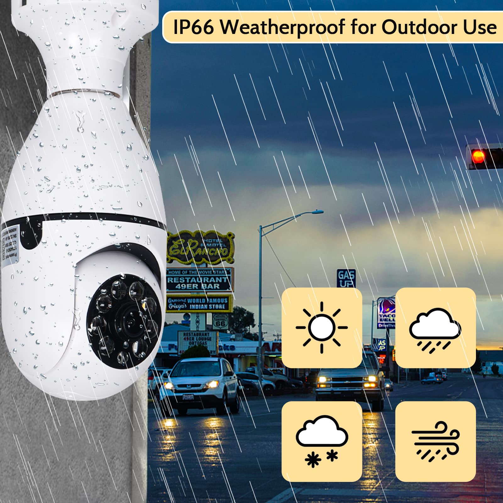 WiFi Light Bulb Camera/1080P Security Camera/2.4GHz WiFi Smart 360°Panoramic Indoor Surveillance Camera with Night Vision Motion Detection Alarm Two-Way-Talk Phone Remote View Outdoor/2pcs