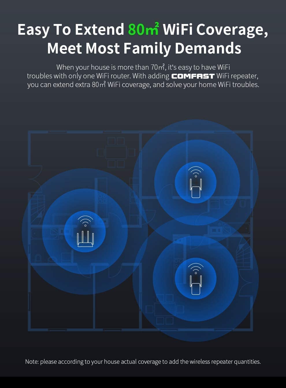 WiFi Range Extender Signal Booster for Home, Repeater 2000FT WPS Booster Easy Setup, 38+ Devices for Home & Outdoor Work with Any WiFi Routers Enjoy Speed-CF-300-27