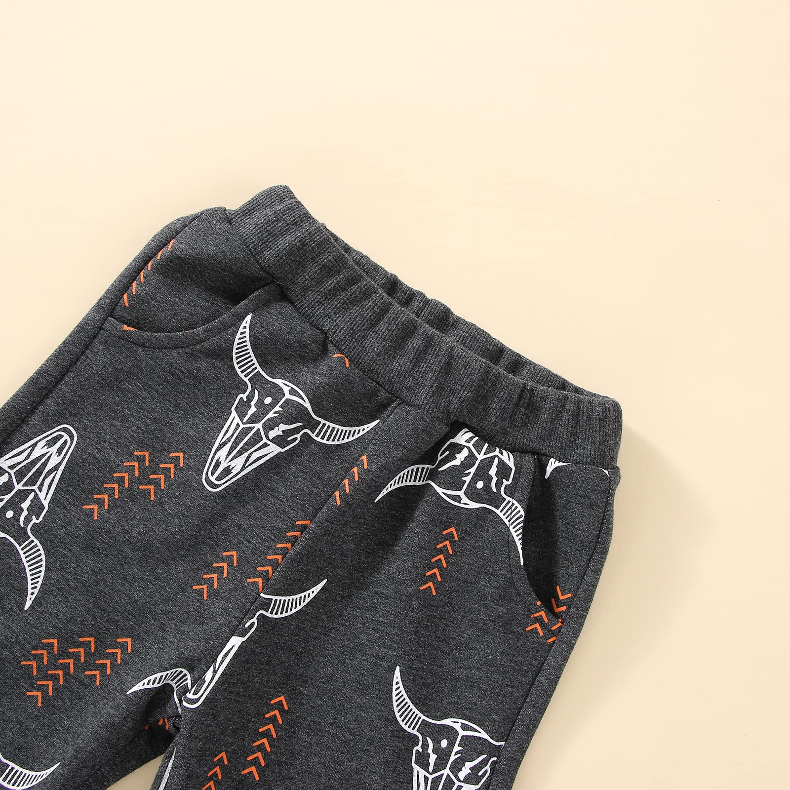 Shvaility Toddler Baby Boy Fall Winter Outfits Long Sleeve Cow Printed Pullover Sweatshirt Tops Pants Sweatsuit Set (Dark Gray , 12-18 Months )