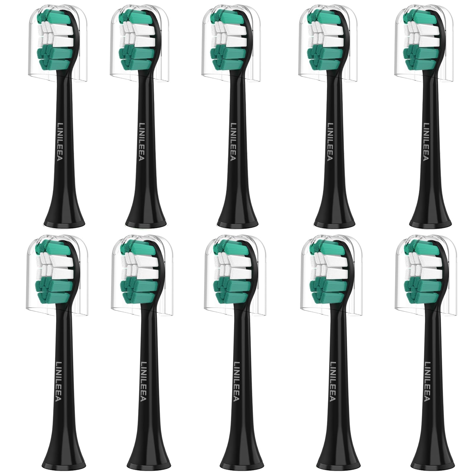 Toothbrush Replacement Heads Compatible with AquaSonic Black Series Tooth Brush, for Black Series Pro, Vibe Series, Duo Series Pro, Electric Toothbrush Refills 8 Pack (Black)