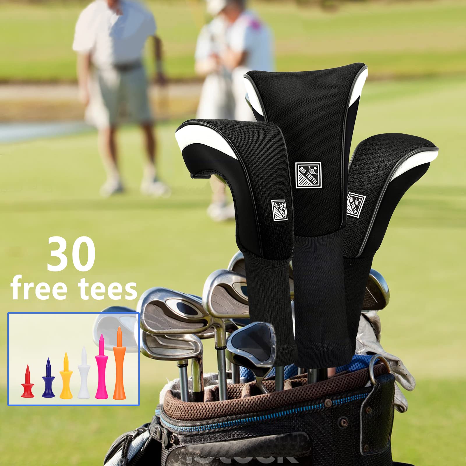 Lightweight Mesh Golf Driver Headcovers Big Teeth Golf Fairway Wood Hybird Head Covers Club Protecter for Taylormade Ping Anser Titleist (Fairway Cover Blue)