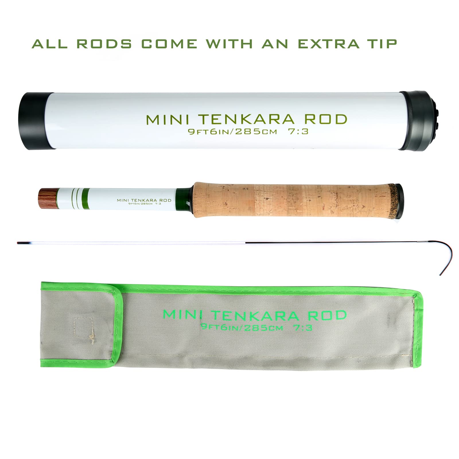 M MAXIMUMCATCH Maxcatch Mini Tenkara Fishing Rod and Rod Combo with Extra Rod Tip Section (Mini Tenkara Rod, 9'6'')