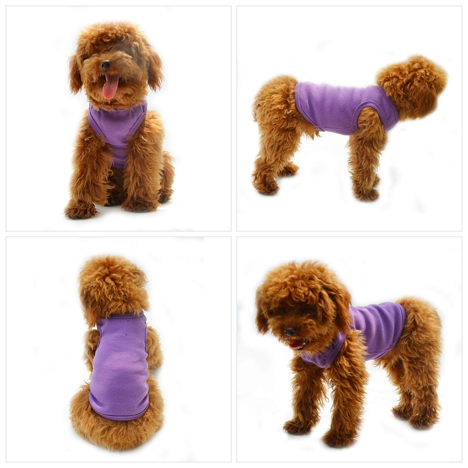 Lovelonglong 2019 Summer Pet Clothing, Dog Clothes Blank T-Shirts Ribbed Tanks Top Thread Vests for Large Medium Small Dogs 100% Cotton Purple L