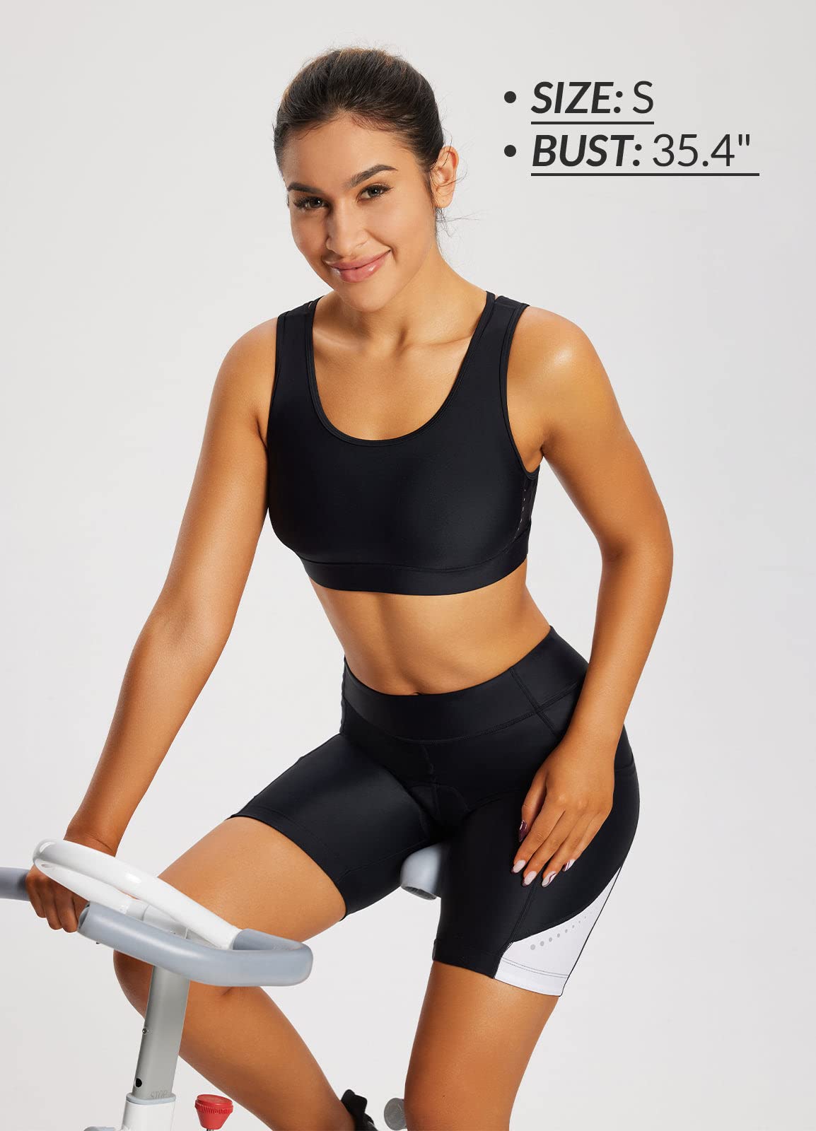 Sports Bras for Women High Support High Neck Removable Pads Workout Tops Black 38(L)