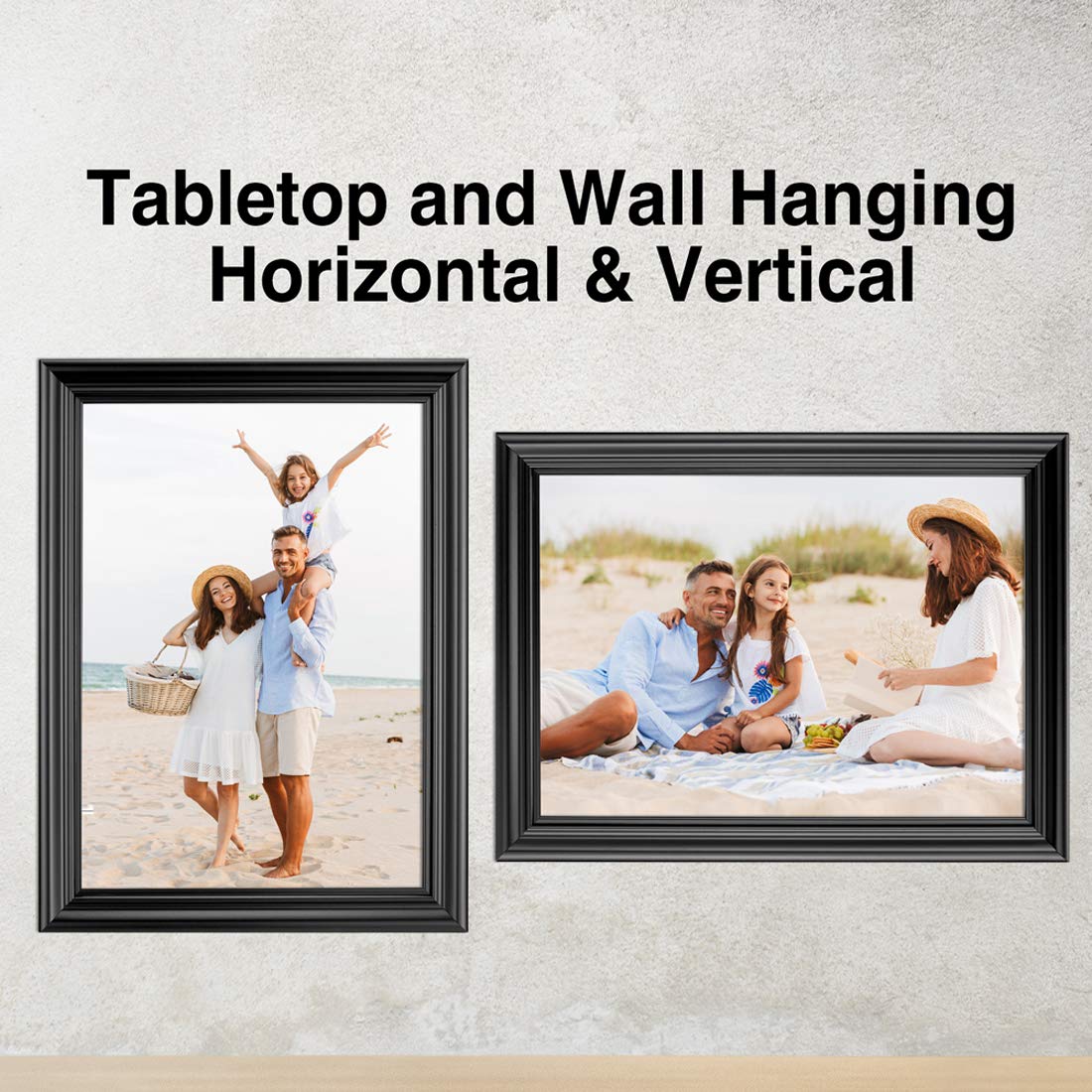 LaVie Home 5x7 Picture Frames(6 Pack, Black) Wall or Tabletop Display, Graceful Beveled Detail Design Photo Frames with High Definition Glass, Perfect for Home Decor, Set of 6 Basic Collection