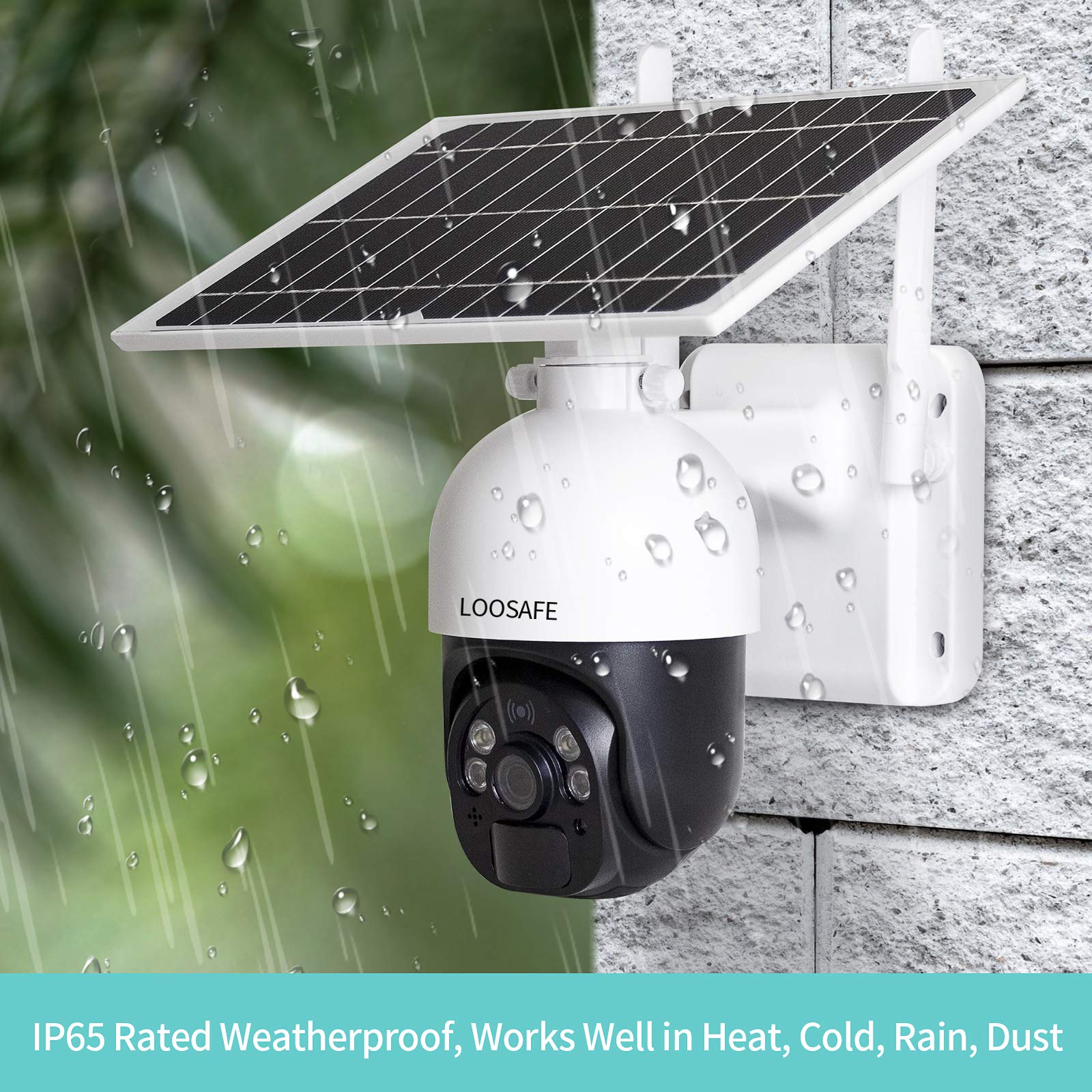 WiFi Wireless Outdoor Security Camera Solar Powered, 1080P Spotlight Color Night Vision, Motion Detection, Two-Way Audio, Cloud/Local Storage with 64GB TF Card, Support Google Home
