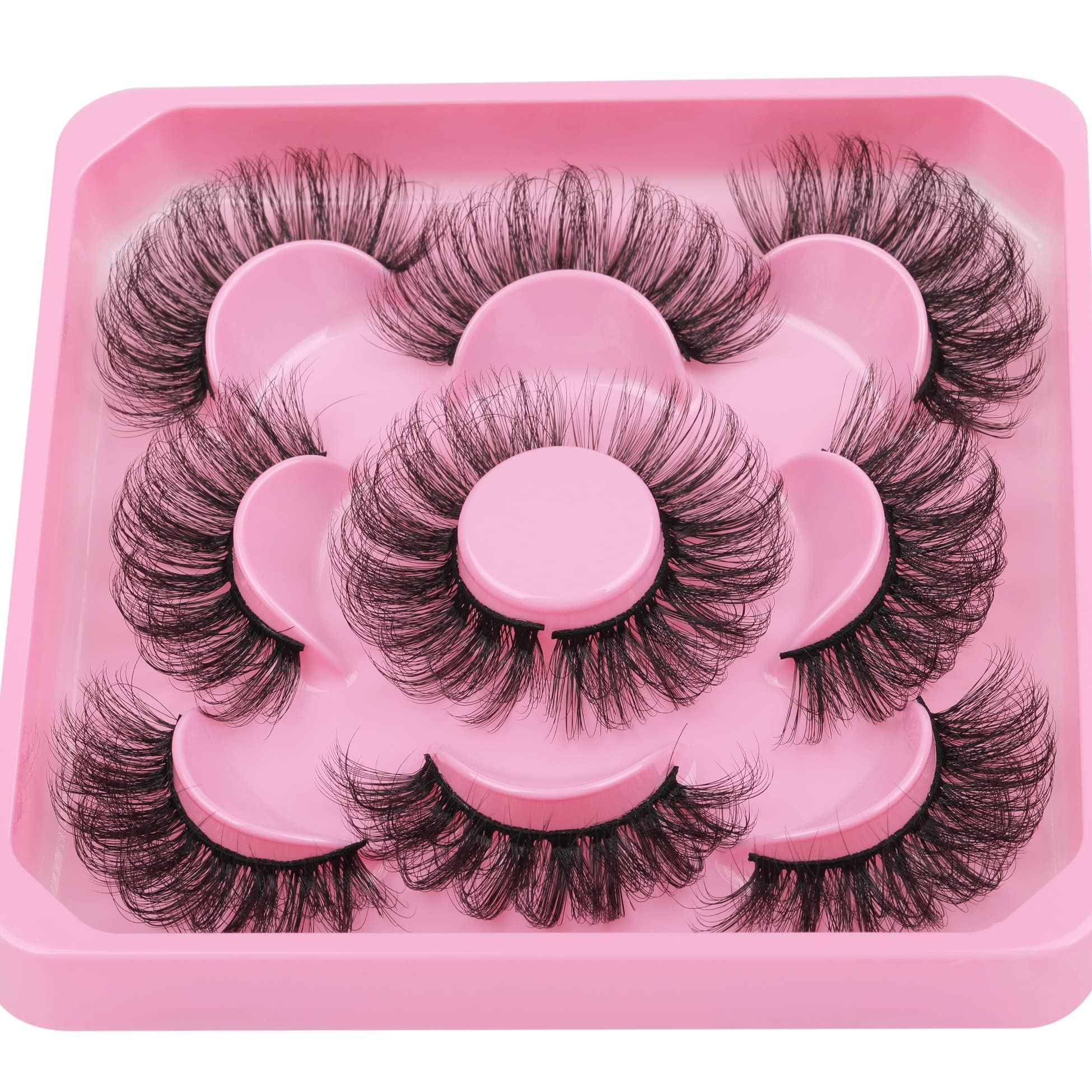 wiwoseo Lashes Mink Fluffy Dramatic False Eyelashes D Curly Faux Mink Lashes Look Like Extension 3D Effect Natural Volume Crossing Fake Eyelashes