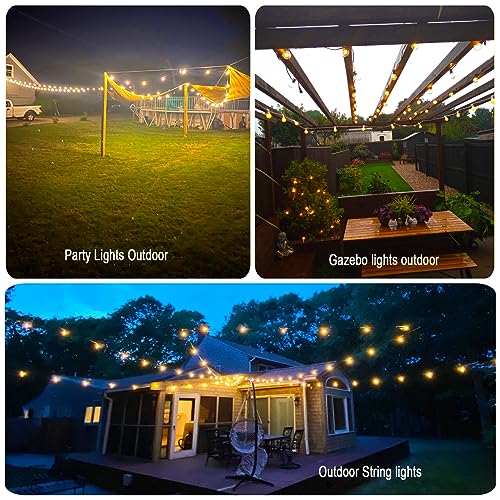 Skeerei Outdoor String Lights Waterproof Patio Lights 200FT with 100+4 Shatterproof G40 LED Edison Lights,Outdoor Hanging Lights for Party Backyard Gazebo Pegola Cafe, 2Pack x 100ft