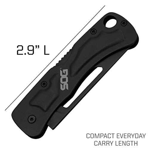 SOG Folding Knife Small Knife โ Centi II EDC Pocket Knife for Men Women w/ 2.1 Inch Small Knife Blades EDC Keychain Knife Set (CE1012-CP), Black