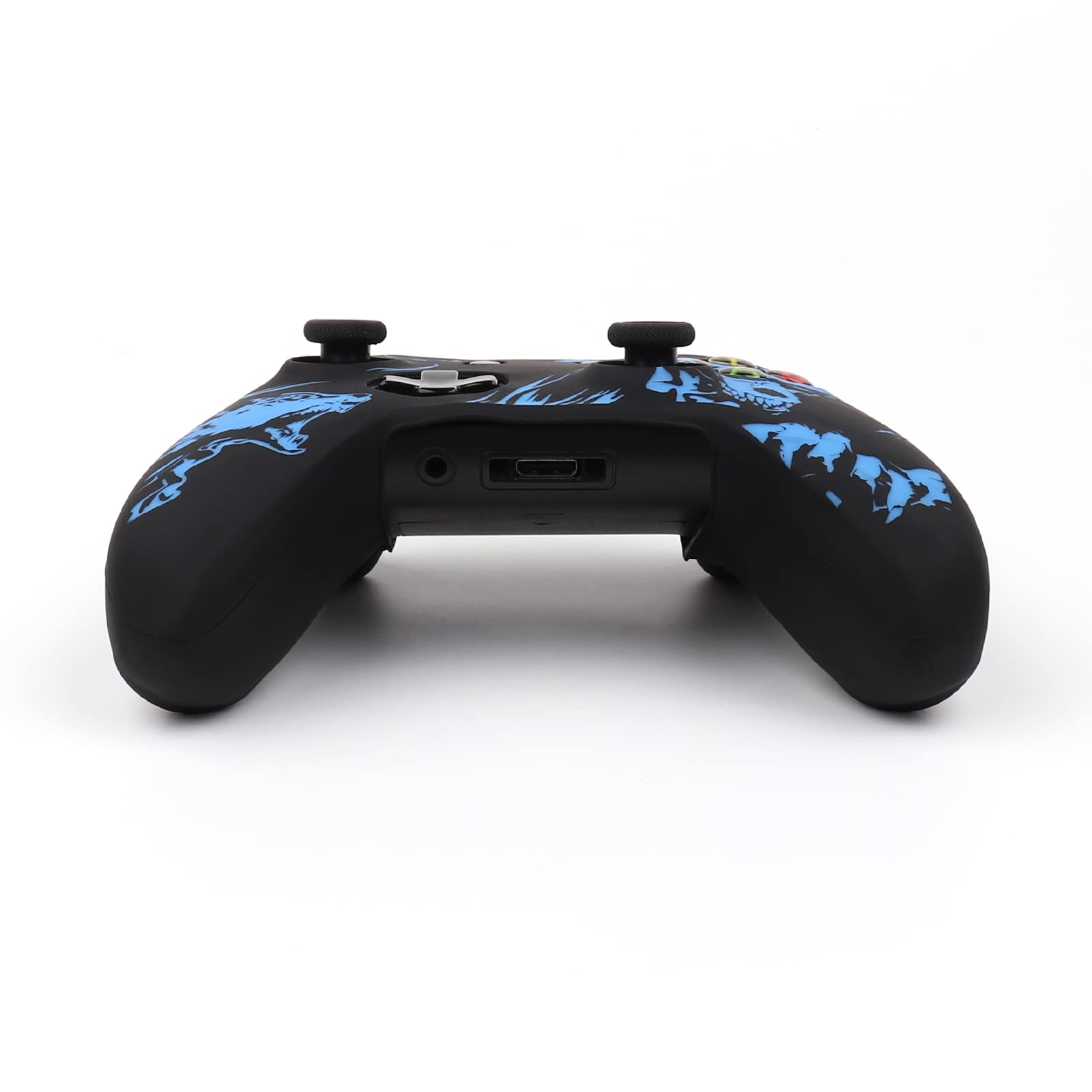RALAN Customized Laser Controller Skin for Xbox One, Anti-Slip Silicone Controller Cover Protector Case Compatible for Xbox 1 Wireless/Wired Gamepad Joystick with High Thumb Grip x 2,Cap Grips x 2.
