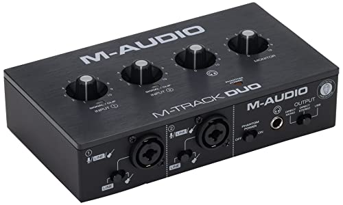 M-Audio M-Track Duo – USB Audio Interface for Recording, Streaming and Podcasting with Dual XLR, Line & DI Inputs, plus a Software Suite Included