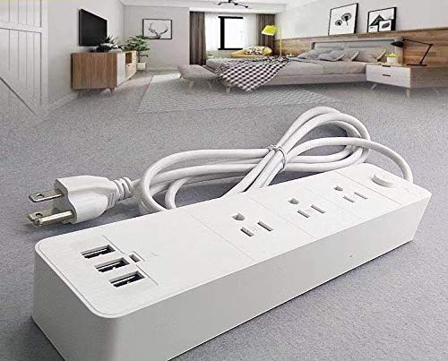 RIGO Power Strip Surge Protector, 3 Outlets, 4 USB Ports, Fireproof Material, UL Certified, 5.5ft Cord, On/Off Switch, White