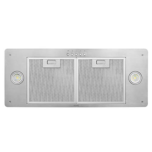 KOBE INX2730SQB-700-2 Brillia 30-inch Built-in/ Insert Range Hood, 3-Speed, 550 CFM, LED Lights, Baffle Filters, Stainless Steel