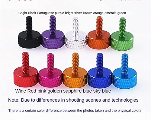 Screw 6#-32 * 10mm Aluminum Alloy Hand Twisted knurled Color Computer Drone Box DIY Side Panel Hard Drive Graphics Card Screws (Color : Golden)