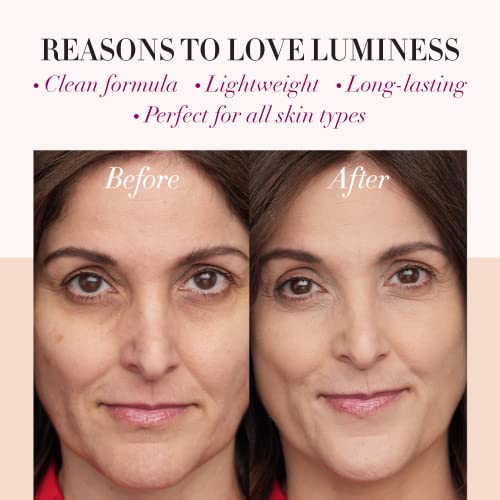 LUMINESS Silk Airbrush Spray Foundation Makeup Starter Kit- Full Coverage Foundation, Primer & Dual-Sided Buffing Brush-Buildable Coverage, Anti-Aging Formula Hydrate & Moisturize (Shade-Light Medium)