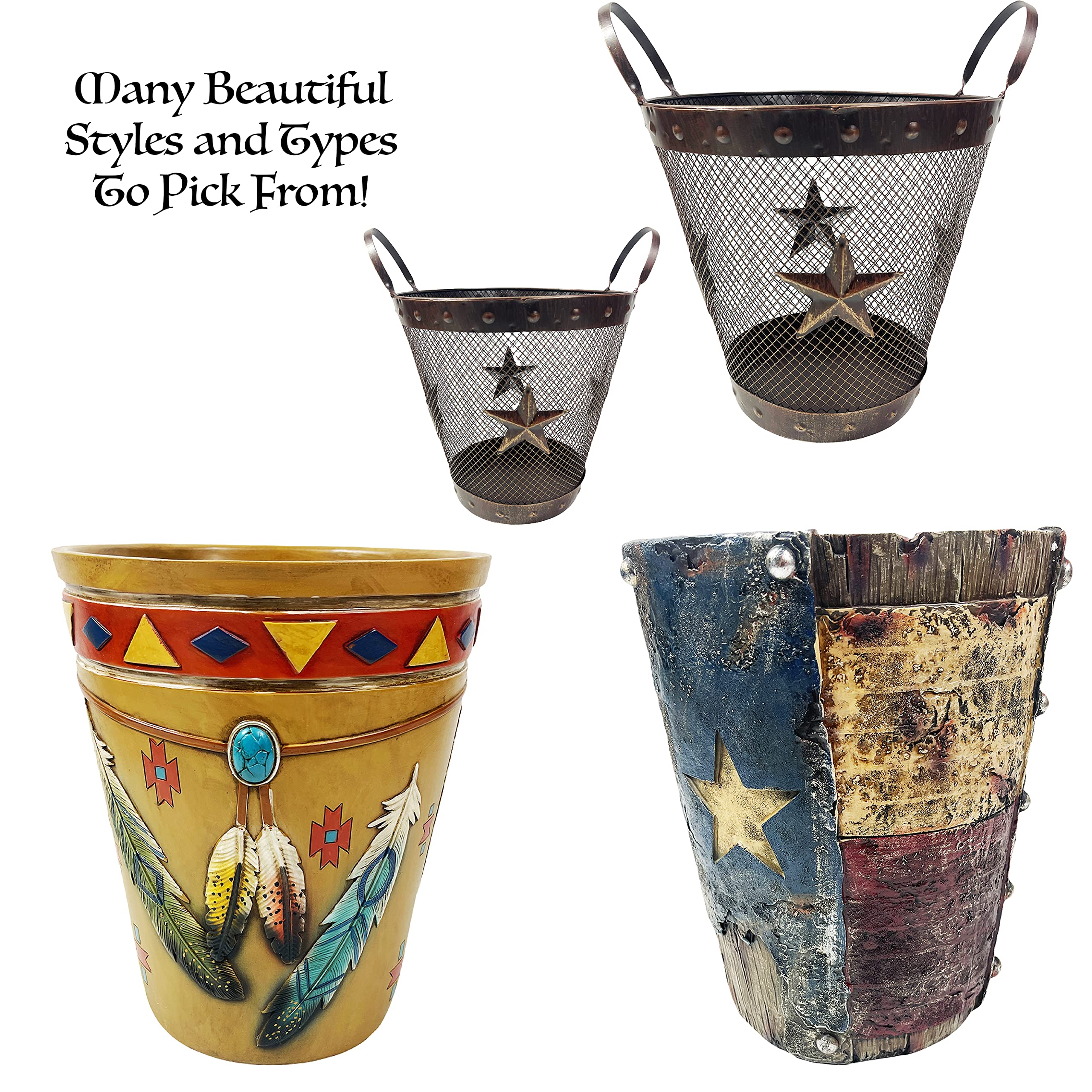 Urbalabs Rustic Texas Flag Distressed Western Rustic Bathroom Trash Can Office Waste Basket Country Decor Rustic Office Garbage Can Cowboy Gun Decor Bathroom Decor Man Cave Western Waste