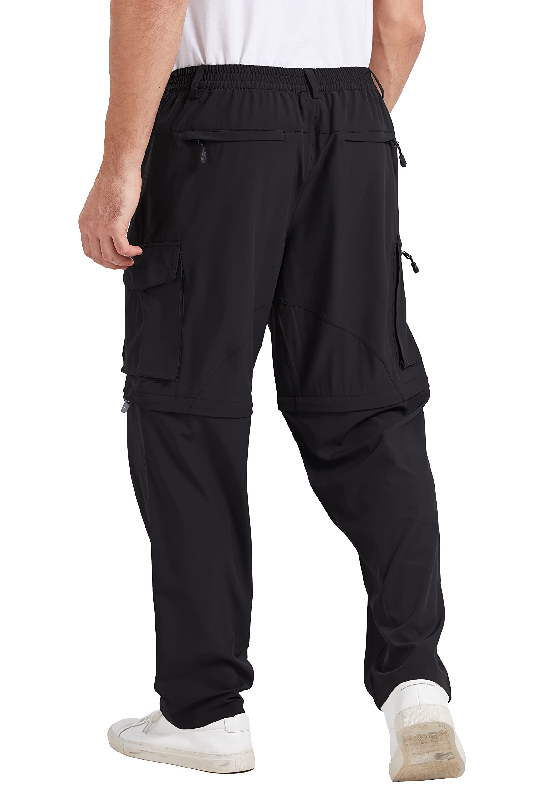 Mens Stretch Convertible Pants Water Resistant Quick Dry Zip Off Cagro Hiking Pants Black S
