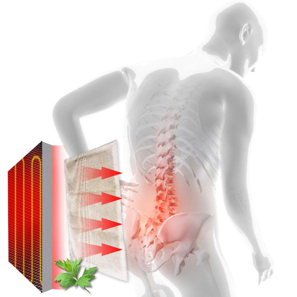 Lower Back Posture Lumbar Brace for Injuries- All Sports-Hot Compression Therapy Carbon Fiber Heating Vibration Massage