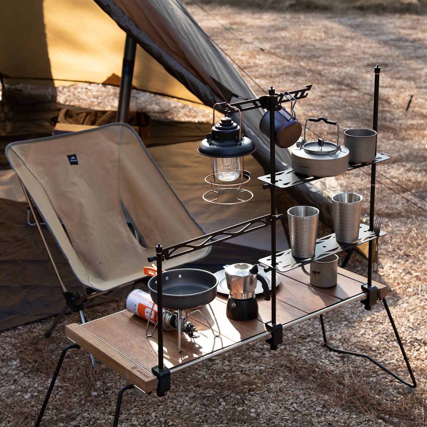 SoloWilder Camping Lantern Stand Storage Rack for Folding Camping Table Multifunctional Storage Foldable Holder