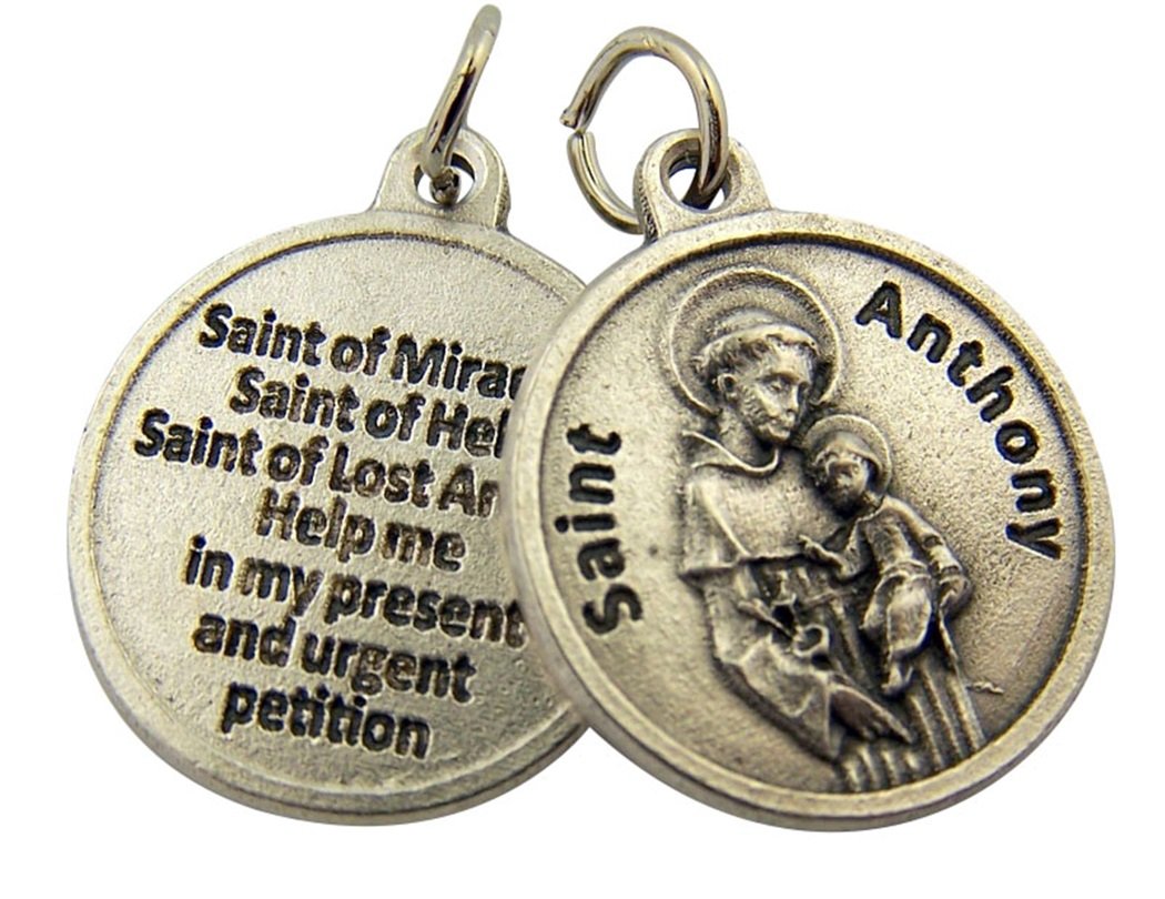 Lumen Mundi L&M Silver Toned Base Patron Saint of Lost Articles St Anthony Medal, 3/4 Inch