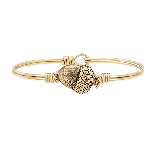 Luca + Danni Mighty Oak Acorn Bangle Bracelet For Women - Brass Tone Regular Size Made in USA
