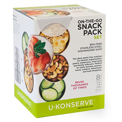 U Konserve Stainless Steel Food-Storage Set With Clear Airtight Lids, Dishwasher Safe, Bento Box Lunch Containers BPA Free (Set of 4)
