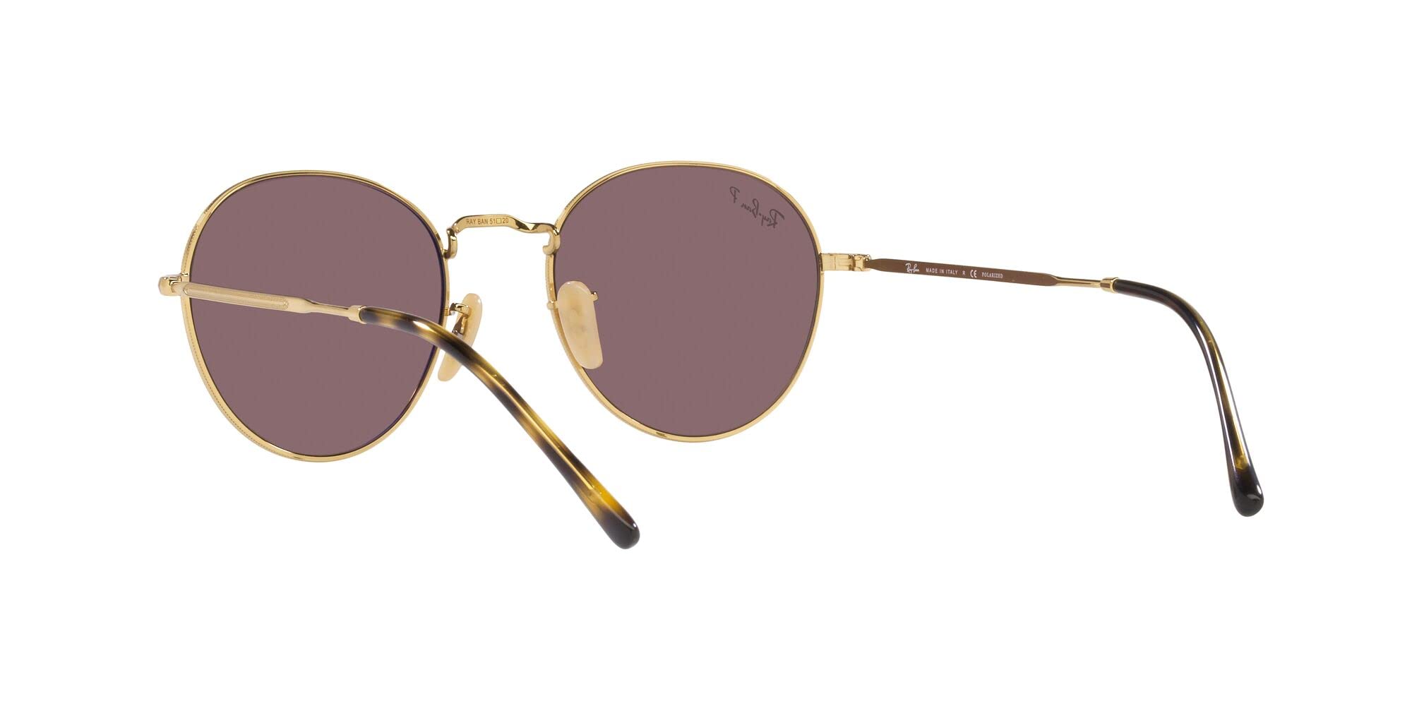 Ray-Ban RB3582 David Round Sunglasses, Gold/Dark Violet Polarized, 51 mm