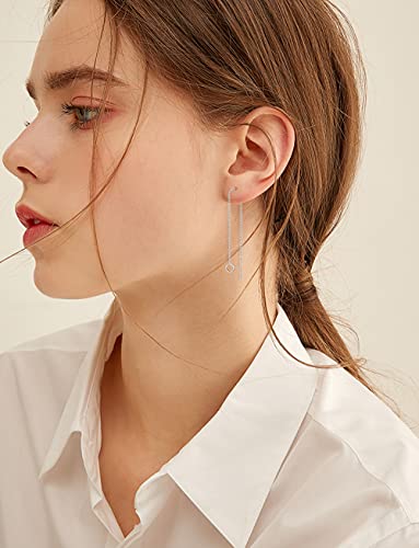 LOLIAS 8Pairs Stainless Steel Threader Earrings for Women Lightweight Drop Dangle Chain Earrings Minimalist Chain Tassel Earrings Set