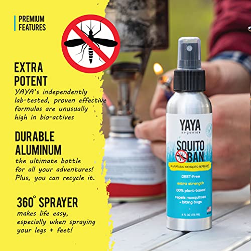 YAYA Organics Tick Ban + Squito Ban Duo Pack | All Natural Tick Repellent and Mosquito Spray Made with Essential Oils, Deet-Free | 2 4oz Spray Bottles