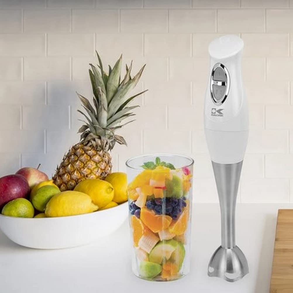 Kalorik Electronic Stick Mixer Dual Speed Control Settings, Stainless Steel Shaft and Blade ,200 Watt Motor for Easy Mixing, 30 Fluid Ounce Mixing Cup