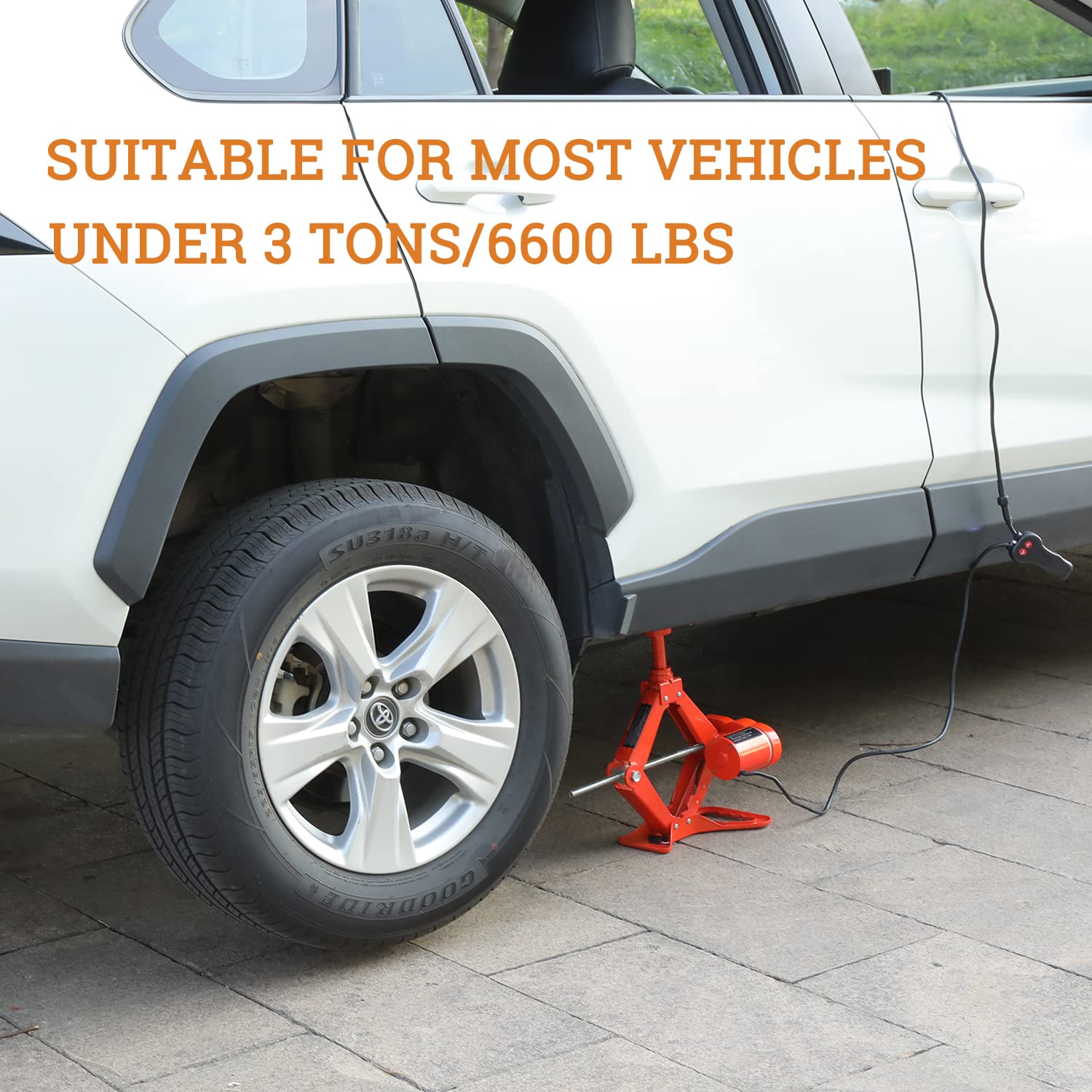 Mautyke Electric Car Jack Kit - 3 Ton Auto Scissor Car Lift Jack Portable Air Floor Jack Automatic Trailer Jack Stand Emergency Tire Repair Tool Kit