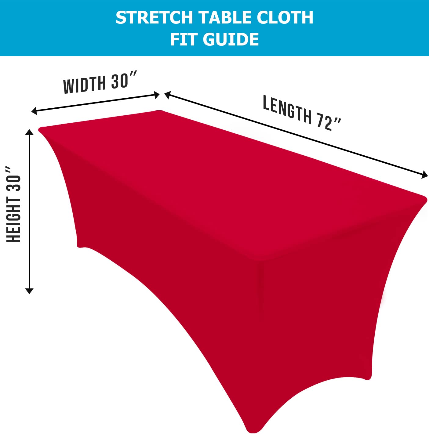 Utopia Kitchen Spandex Tablecloth 1 Pack [6FT, Red] Tight, Fitted, Washable and Wrinkle Resistant Stretch Rectangular Patio Table Cover for Event, Wedding, Banquet & Parties [72Lx30Wx30H Inch]