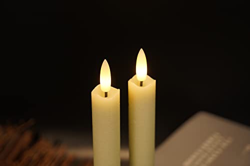 Stmarry Flickering Flameless Taper Candles with Remote - 10 Inch LED Candlesticks, Realistic 3D Flame with Wick, Ivory Real Wax, Spring Home Decor, Automatic Timer - Set of 6