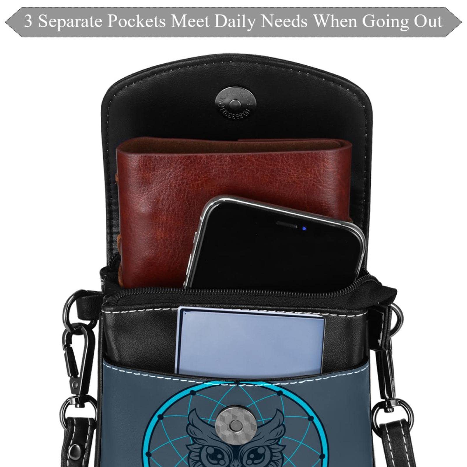 Small Crossbody Bag Owl Dream Catcher Cell Phone Purse Wallet