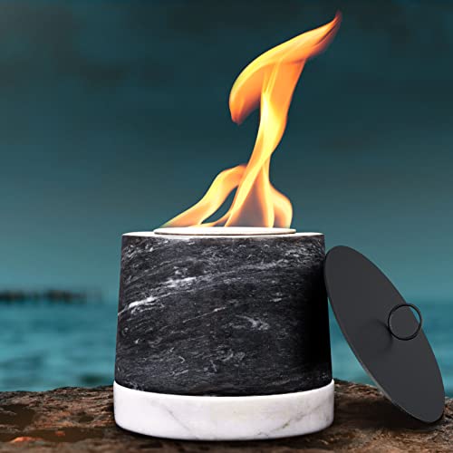 SmileBank Tabletop Fire Pit, Marble Table Top Firepit, Mini Indoor Fire Pit Clean Burning, Portable Tabletop Fireplace Fire Bowl for Smores Home Decor Outdoor Patio Balcony Backyard Garden Decor