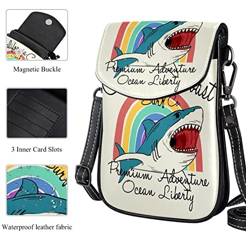 Small Crossbody Bag Rainbow Shark Cell Phone Purse Wallet