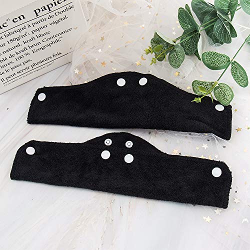 SUBANG 10 Pieces Cotton Hard Hat Sweatband Snap-on Sweatband Cloth Washable Hard Hat Liner for Safety Accessories, Black