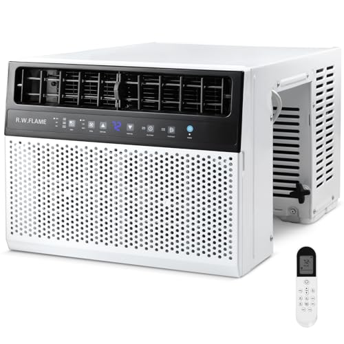 R.W.FLAME 10,000 BTU Window Air Conditioners, U-Shaped Air Conditioner Window Unit, Cools up to 450 Sq.ft, 6 Modes 24H Timer Energy-saving Window AC Units, Full Window View, White